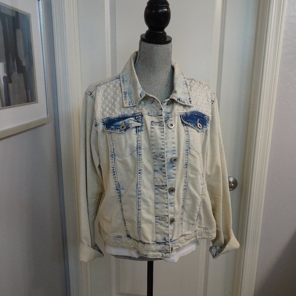 Baccini | Jackets & Coats | Baccini Xl Embellished Denim Jacket | Poshmark